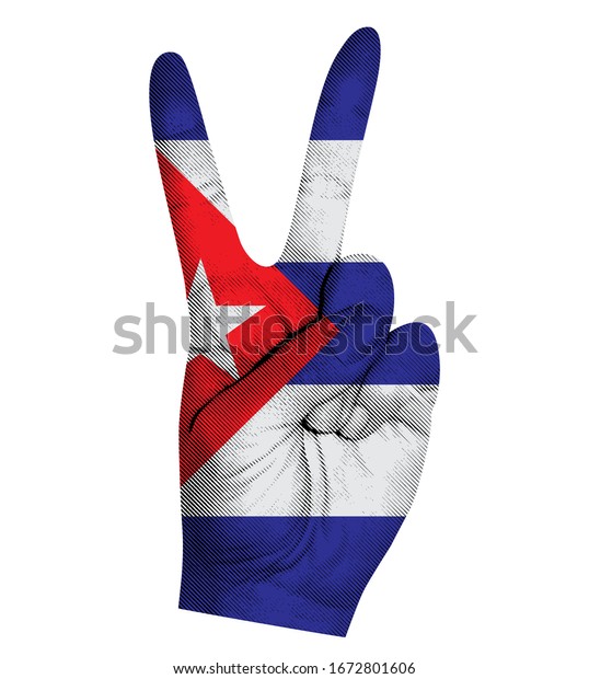 Victory Finger Gesture Cuba Flag Vector Stock Vector (Royalty Free ...