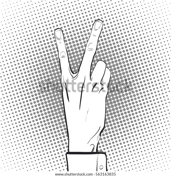 Victory Gesture Hand Victory Sign Two Stock Vector (Royalty Free ...