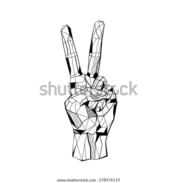 Victory Hand Stylized Triangle Polygonal Model Stock Vector (Royalty ...