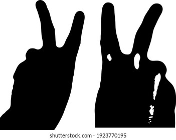 Victory Signs Two Hands On White Stock Vector (Royalty Free) 1923770195