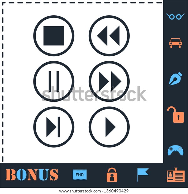 Video Audio Player Buttons Perfect Icon Stock Vector (Royalty Free ...