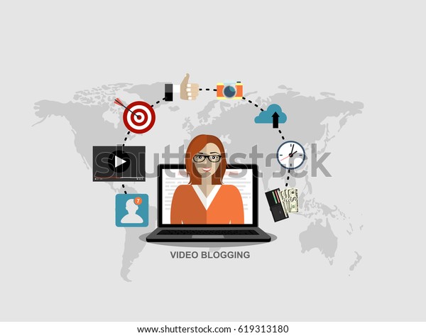 Video Blogging Conceptidea Creating Videos Vlogs Stock Vector (Royalty ...