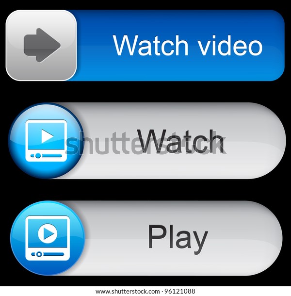 Botones web azules de video para sitio web o aplicación. Vector eps10.