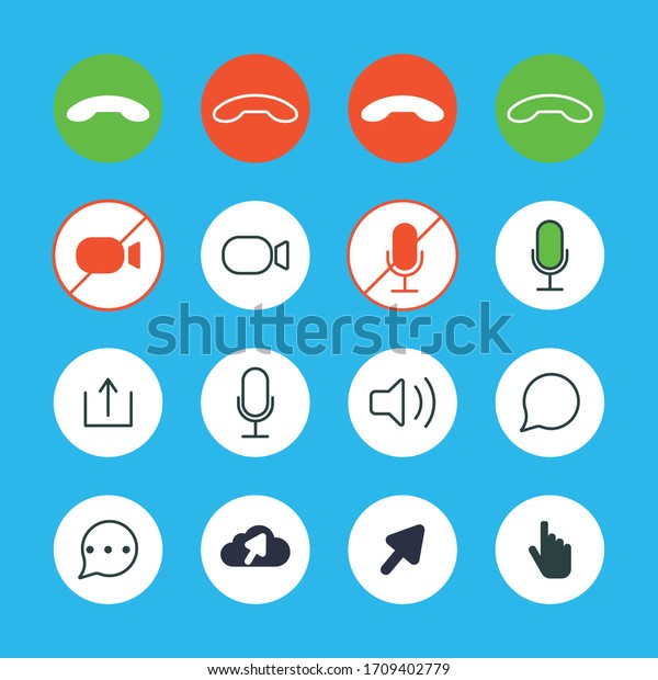 Video Cal Icons Set Eps10 Stock Vector (Royalty Free) 1709402779 ...