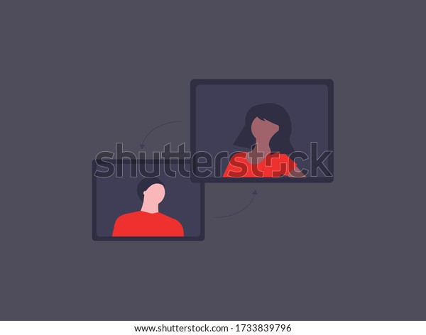 Video Call Between Two People Stock Vector (Royalty Free) 1733839796 ...