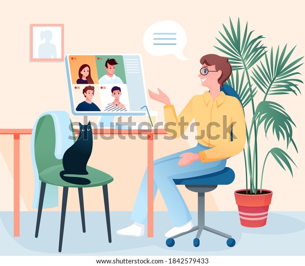 Video Call Friends Vector Illustration Cartoon Stock Vector (Royalty ...