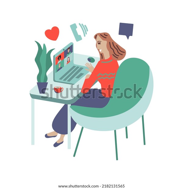 Video Call Friends Vector Illustration Stock Vector (Royalty Free ...