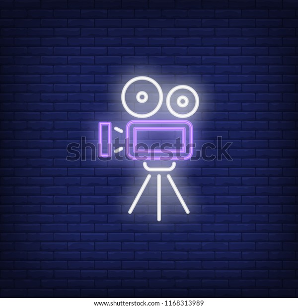Video Camera Neon Sign Luminous Signboard Stock Vector (Royalty Free ...
