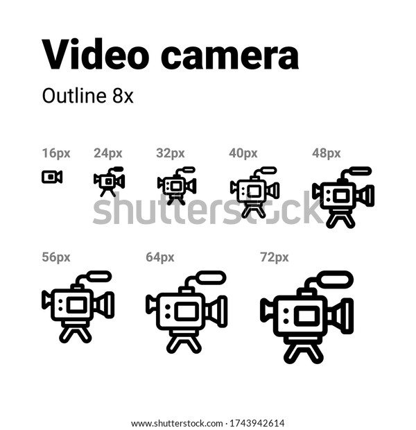 Video Camera Outline Icon Eight Sizes Stock Vector (Royalty Free ...