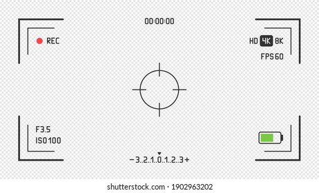 Video Camera Viewfinder On Transparent Background Stock Vector (Royalty ...