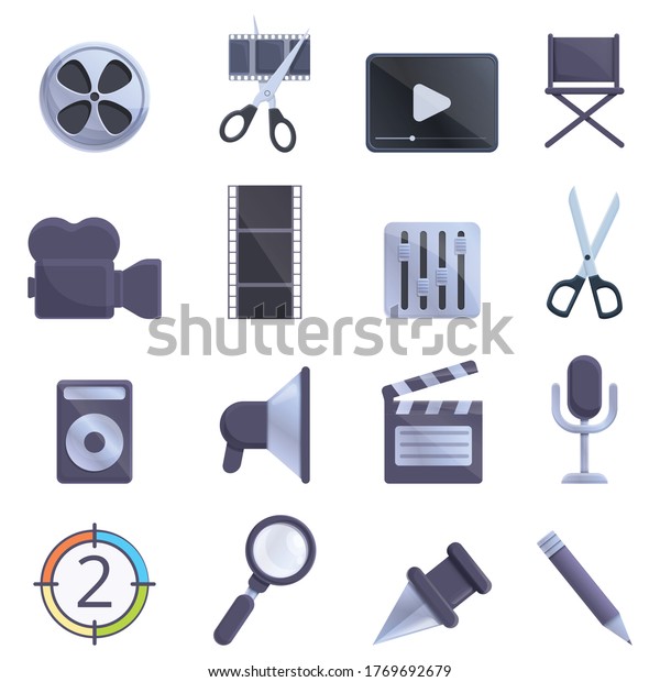 Video Editing Icons Set Cartoon Set Stock Vector (Royalty Free) 1769692679