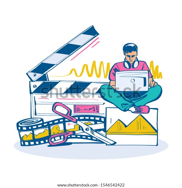 Video Editing Multimedia Content Footage Editing Stock Vector (Royalty ...
