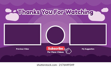 Video End Screen Purple Sky Design Stock Vector (Royalty Free ...