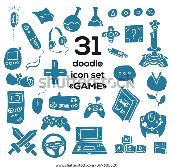 Video Game Doodle Icon Set: เวกเตอร์สต็อก (ปลอดค่าลิขสิทธิ์) 369685520 ...