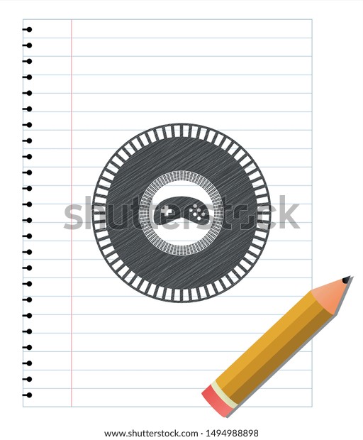 Video Game Icon Emblem Pencil Effect Stock Vector (Royalty Free ...