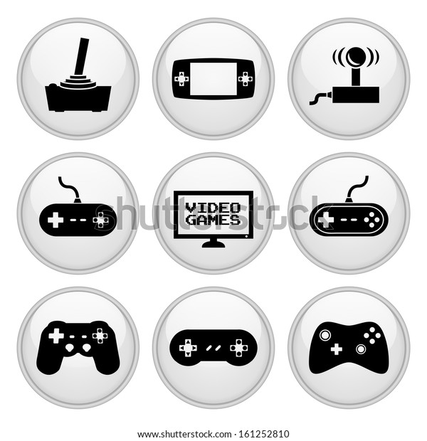 Video Game Icons Glossy White Button Stock Vector (Royalty Free ...
