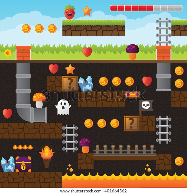 Video Game Interface Design Elements Vector Stock Vector Royalty Free 401664562