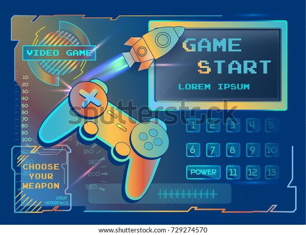 Video Game Poster Cartoon Style Futuristic Stock Vector (Royalty Free ...