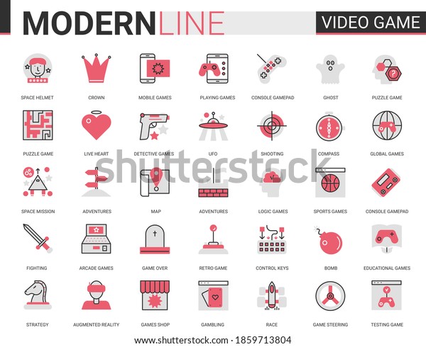 Video Game Red Black Flat Line Stock Vector (Royalty Free) 1859713804 ...
