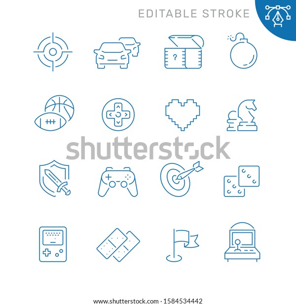 Video Game Related Icons Editable Stroke Stock Vector (Royalty Free ...