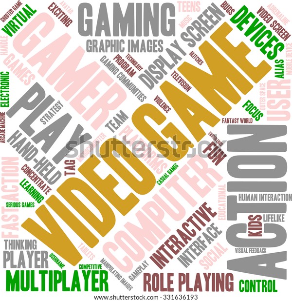 Video Game Word Cloud On White: vector de stock (libre de regalías ...