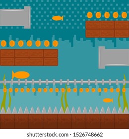 Video Game World Design Pixel Scene Stock Vector (Royalty Free) 1526748662