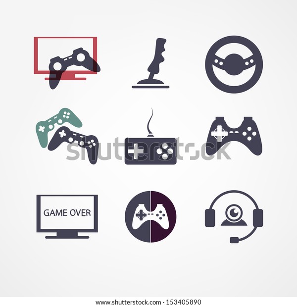 Video Games Icon Set Stock Vector (Royalty Free) 153405890 | Shutterstock