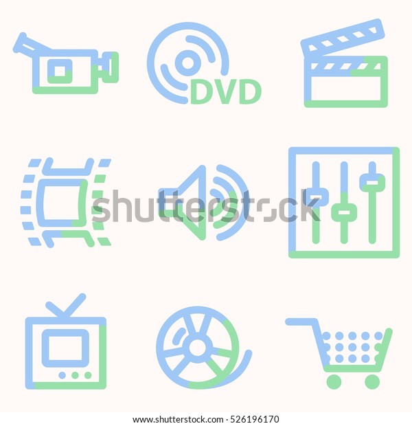Video Icons Light Blue Contour Stock Vector (Royalty Free) 526196170