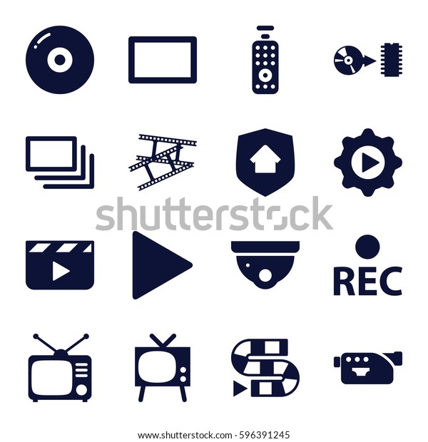Video Icons Set Set 16 Video Stock Vector (Royalty Free) 596391245