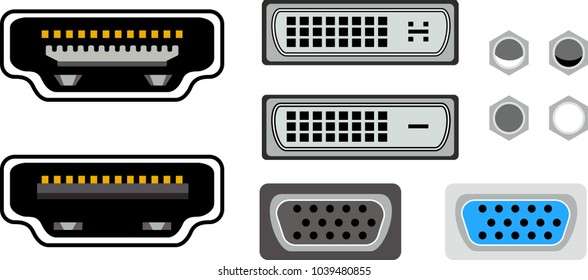 Video Input Output Terminals Set Stock Vector (Royalty Free) 1039480855
