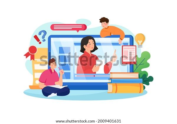 Video Lesson Illustration Concept Flat Illustration Stock Vector ...