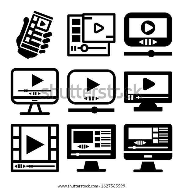 Video Player Icon Logo Isolated Sign Stock Vector (Royalty Free ...