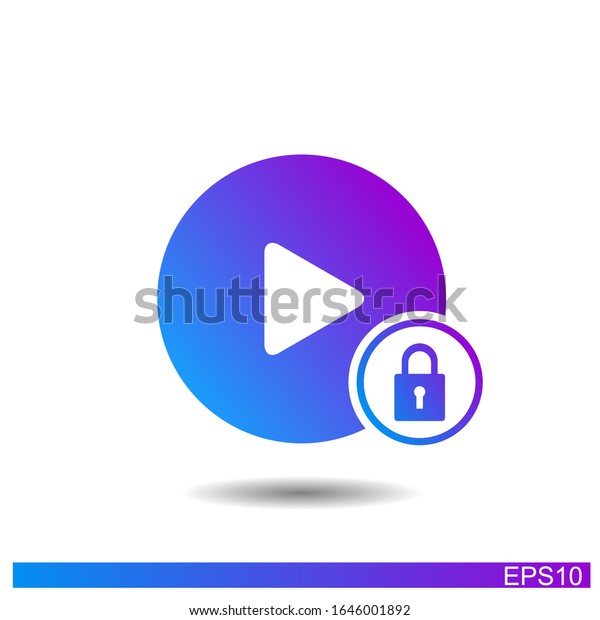 Video Player Icon Padlock Against White Stock Vector (Royalty Free ...