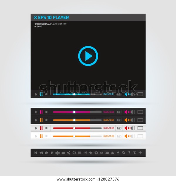 Video Player Skins Icon Set Stock Vector (Royalty Free) 128027576 ...
