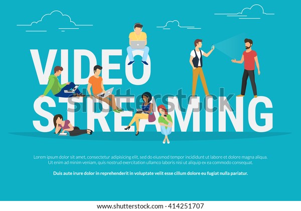 Video Streaming Concept Illustration Young People Stock Vector (Royalty ...