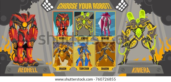 Videogame Choose Robot Screen Stock Vector (Royalty Free) 760726855 ...