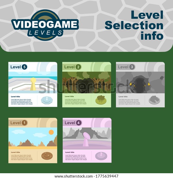 Videogame Levels Information Screen Template Stock Vector (Royalty Free ...