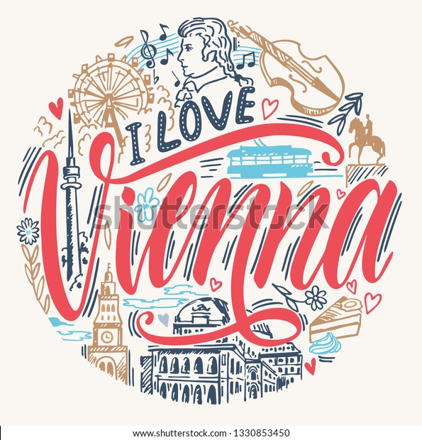 Vienna Austria City Lettering Vector Illustration Stock Vector (Royalty ...