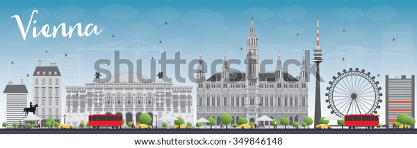 Vienna Skyline Gray Buildings Blue Sky Stock Vector (Royalty Free ...