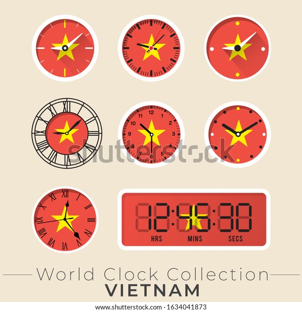 Vietnam Clock Set National Flag Clock Stock Vector (Royalty Free ...