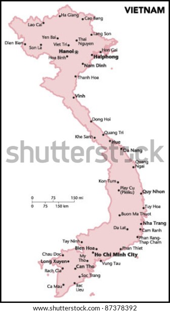 Vietnam Country Map Stock Vector (Royalty Free) 87378392 | Shutterstock