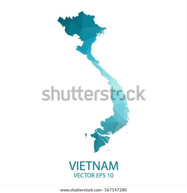 Vietnam Map Blue Geometric Rumpled Triangular Stock Vector (Royalty ...