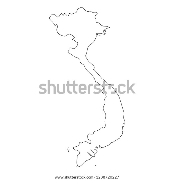 Vietnam Solid Black Outline Border Map 스톡 벡터(로열티 프리) 1238720227