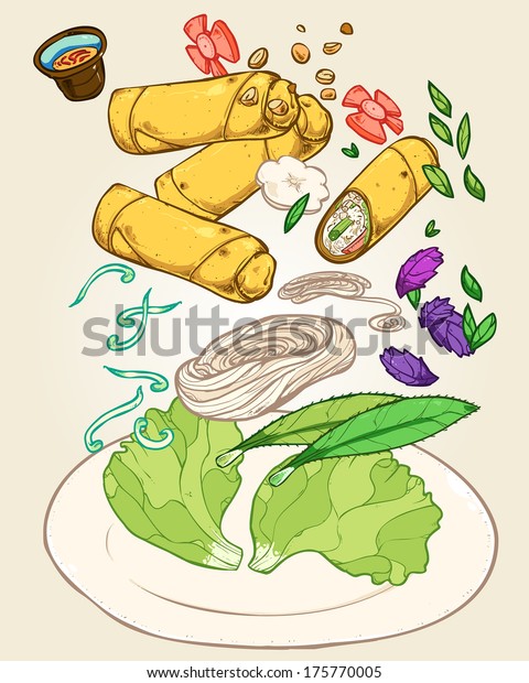 Vietnamese Foodspring Roll Stock Vector (Royalty Free) 175770005 ...