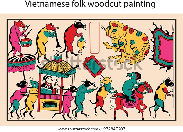 Vietnamese Rat Wedding Painting Stock Vector (Royalty Free) 1972847207 ...