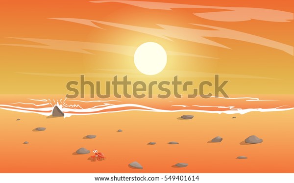 View Beach Sunset On Islandcartoon Vector Stock Vector (Royalty Free ...