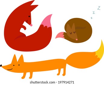 View Fox Family Stock Vector (Royalty Free) 197914271 | Shutterstock