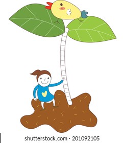 View Girl Sprout Stock Vector (Royalty Free) 201092105 | Shutterstock