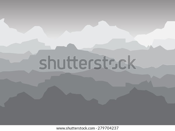 View Grayscale Mountains Mountain Landscape Stock Vector (Royalty Free ...