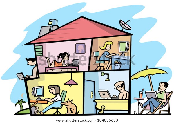 View Inside Wireless House Funny Illustration Stock Vector (Royalty ...